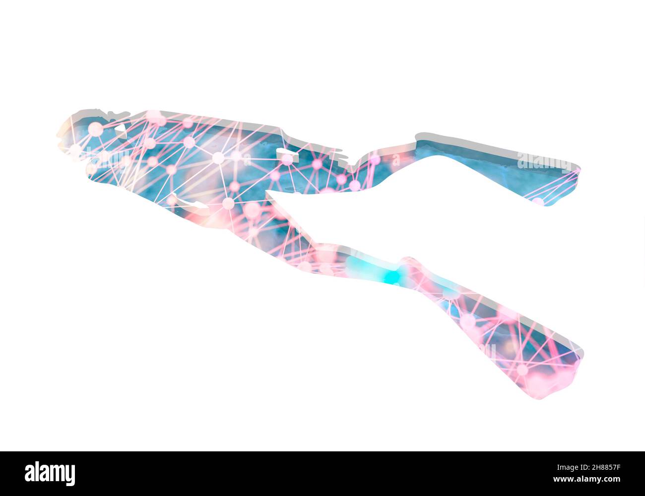 North pole arctic ocean and icefield. Ice floe on blue water with ...