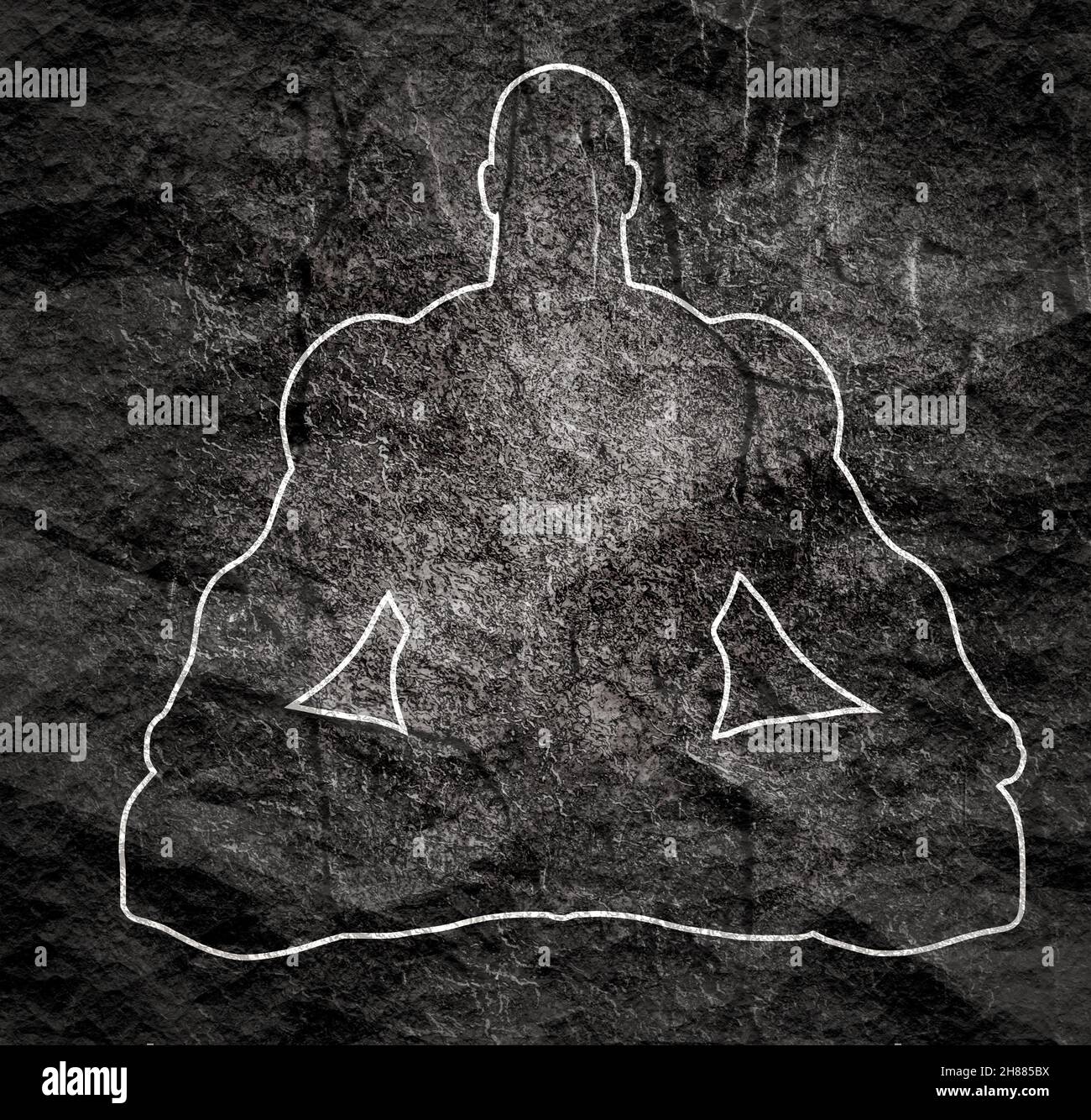 Muscular man sit in meditation pose. Bodybuilder relaxing. Cutout ...