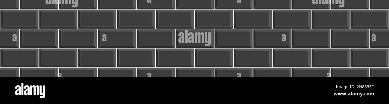 Black subway tile seamless pattern. Metro stone brick wall background ...
