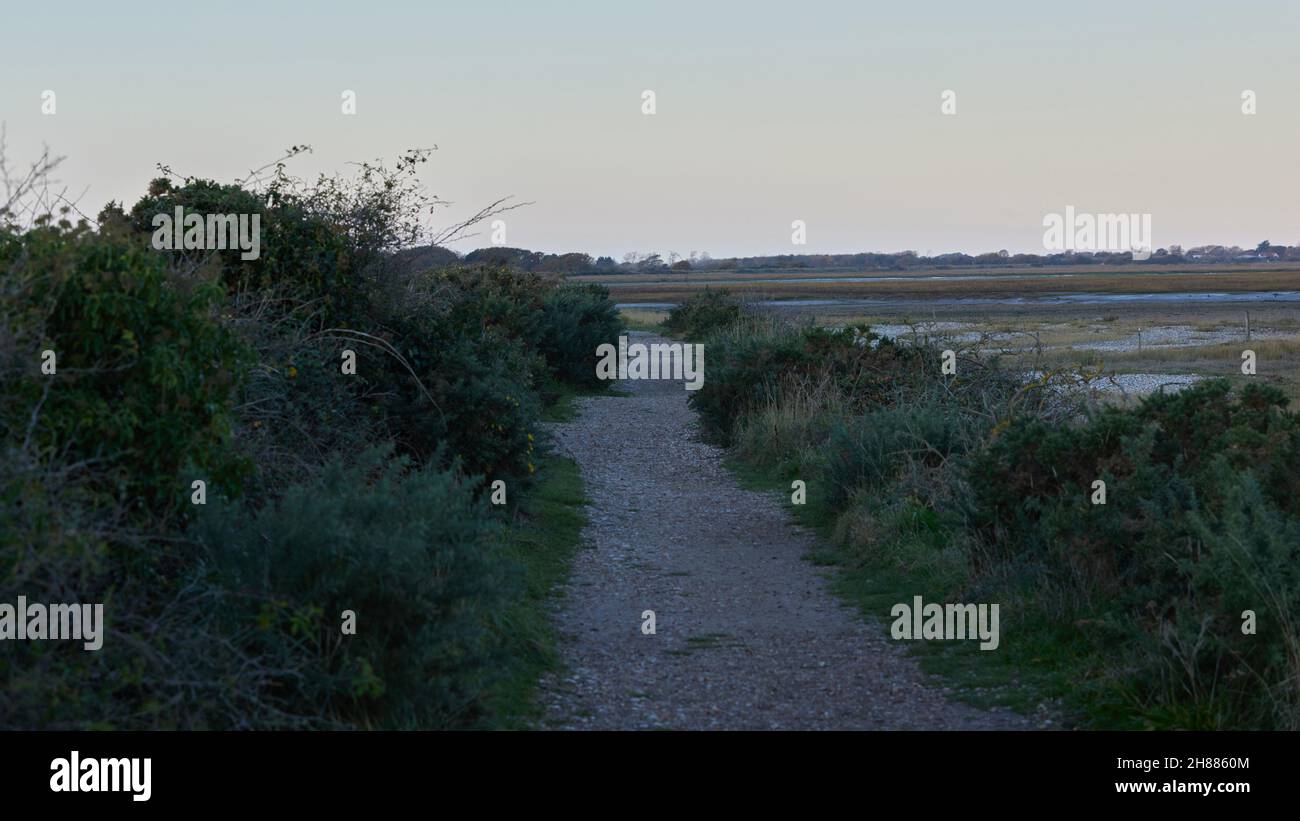 Pedestrian only path seen on the Northwall of Pagham Harbour Nature ...
