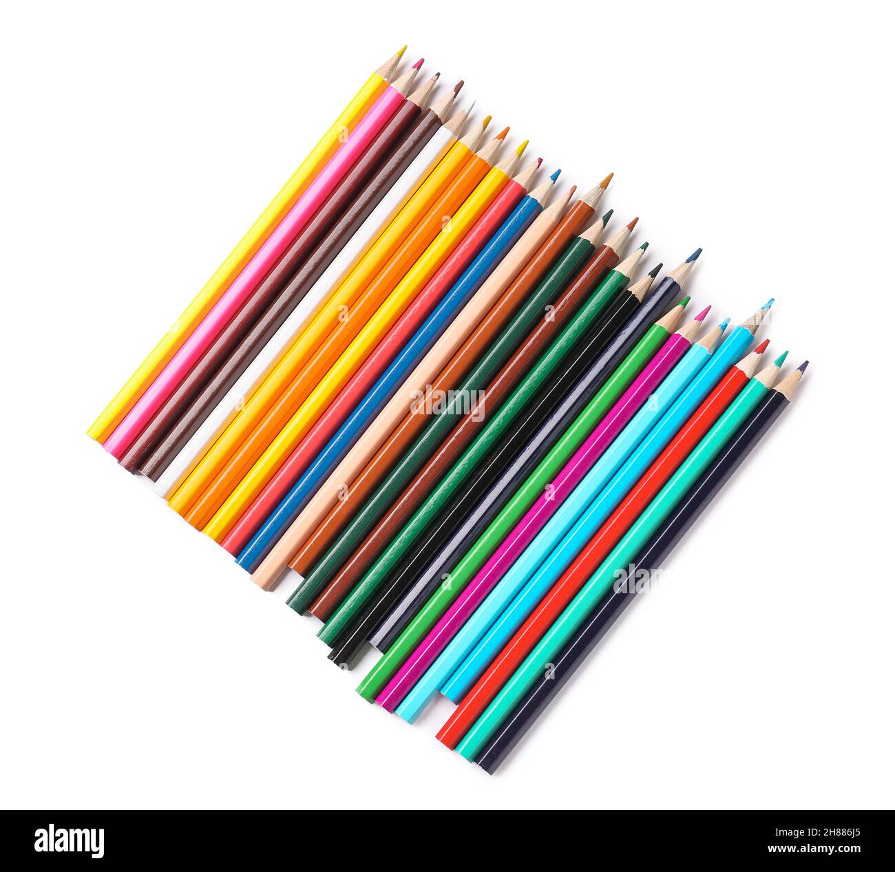Many color pencils on white background Stock Photo - Alamy
