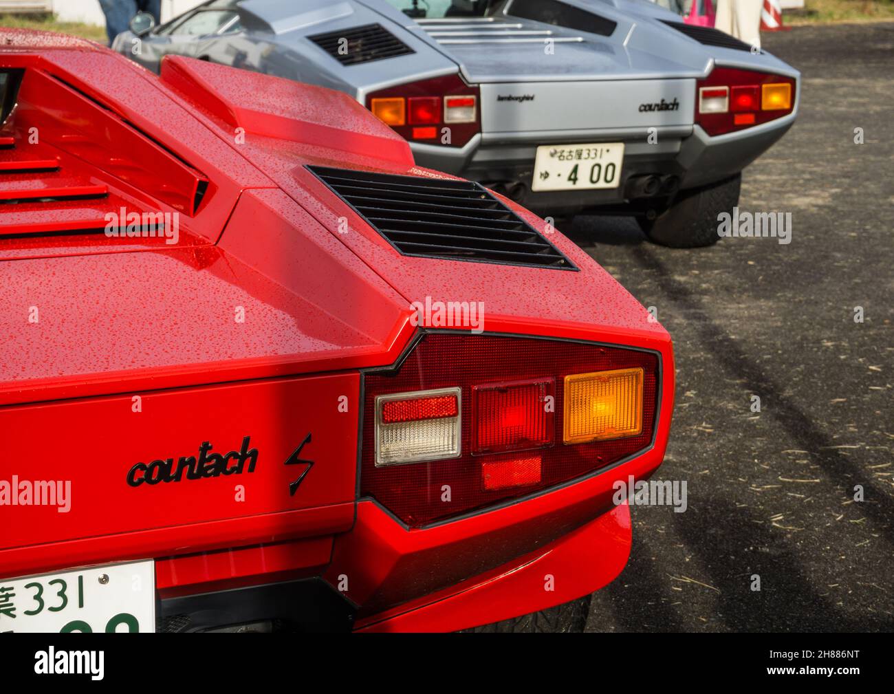 Close up detail of the rear light cluster on a red Lamborghini Countach ...
