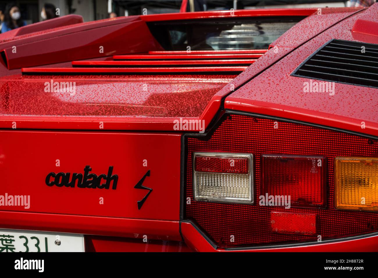 Close up detail of the rear light cluster on a red Lamborghini Countach ...