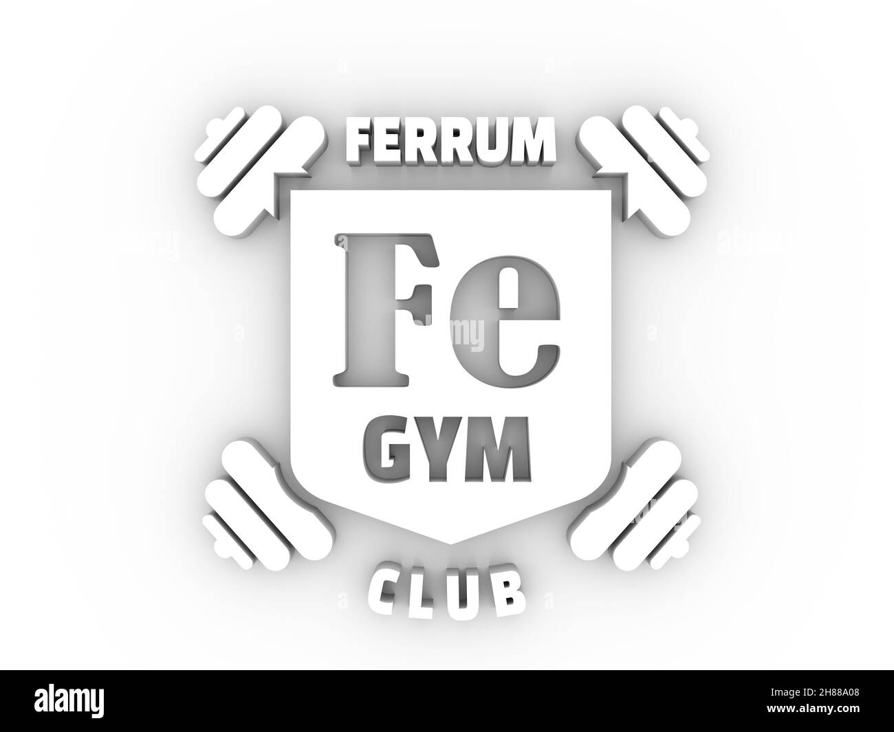Iron text and dumbbell icon. Image relative for gym and bodybuilding ...