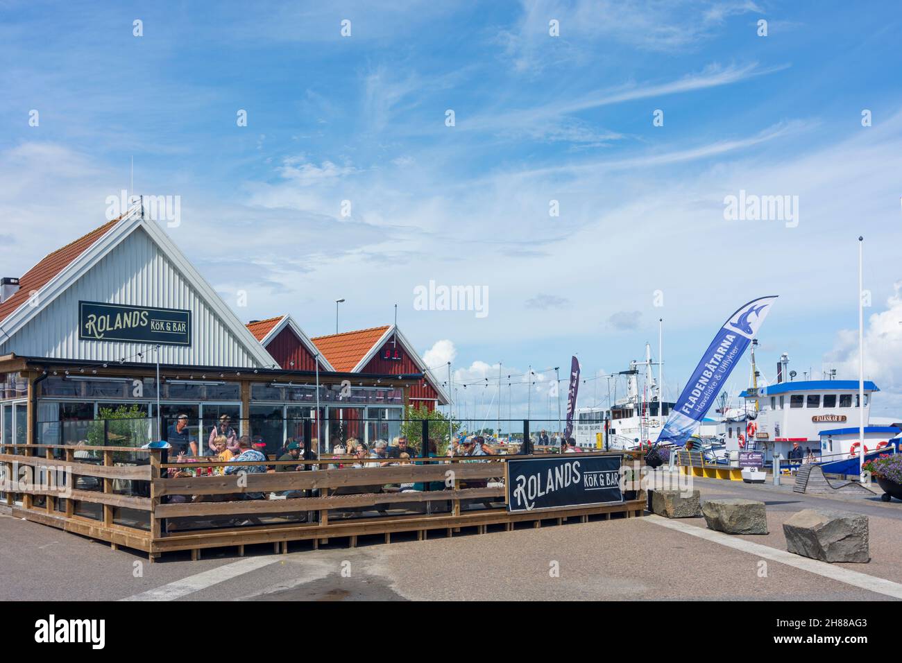 Varberg: restaurant at harbor in , Hallands län, Sweden Stock Photo - Alamy