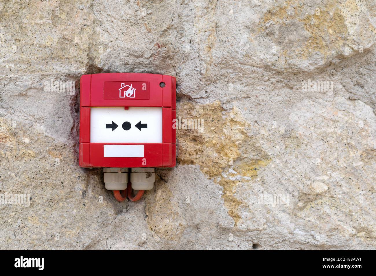 Closed-up picture of fire alarm press machine Stock Photo - Alamy