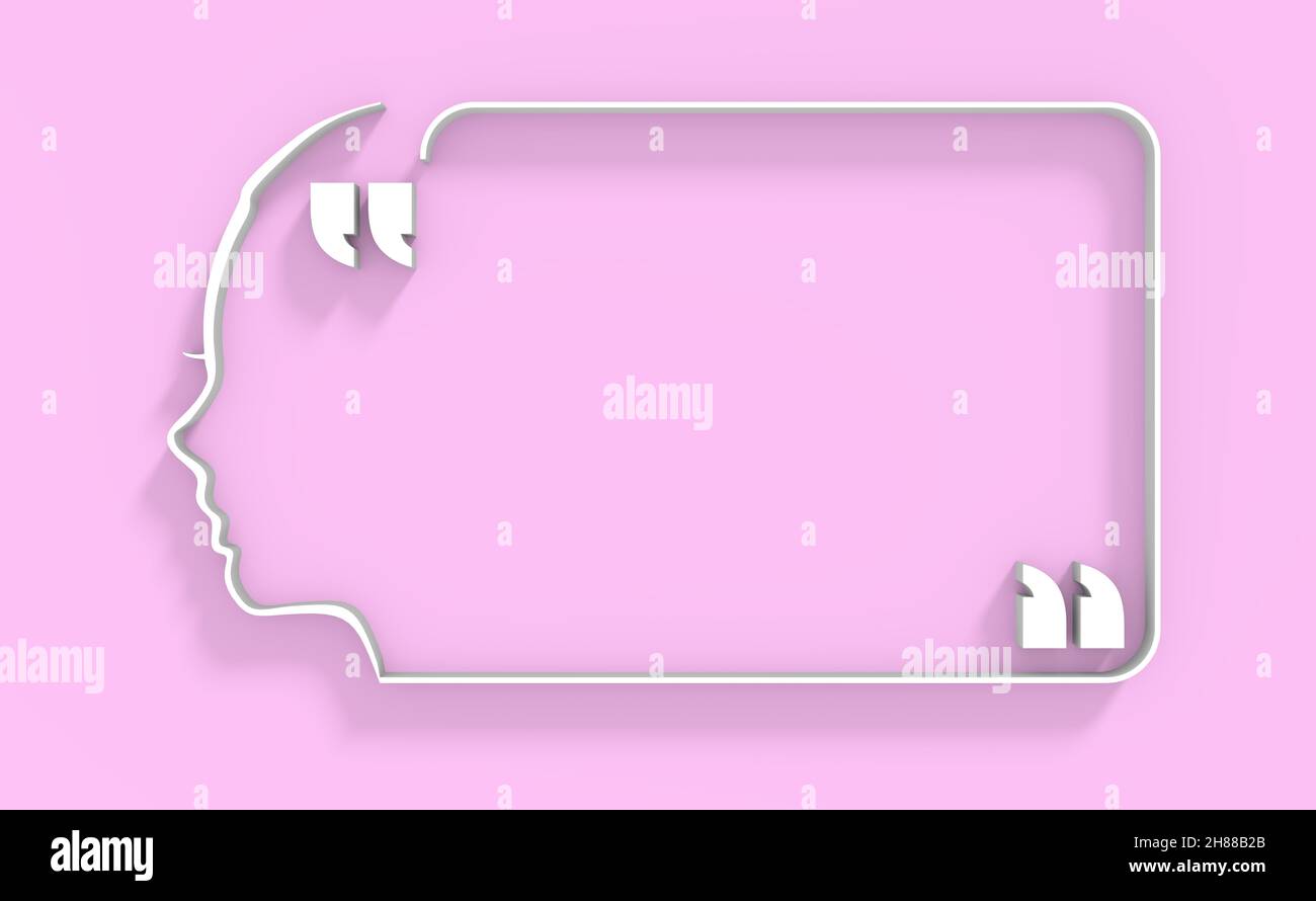Quote blank with text bubble with woman face outline silhouette and ...