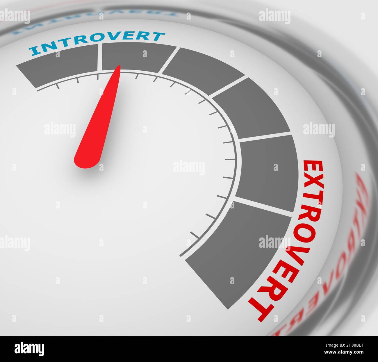 Extrovert and introvert concept. Human psychology. Level scale with ...