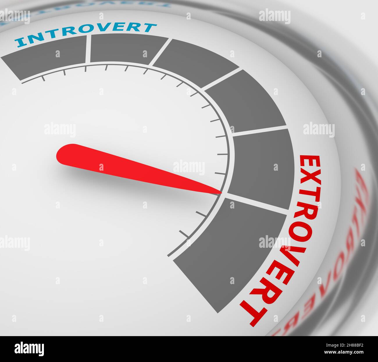 Extrovert and introvert concept. Human psychology. Level scale with arrow. The measuring device ...