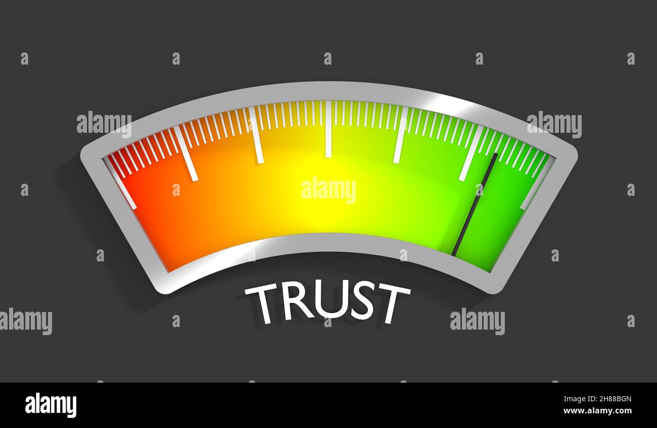 Trust level scale with arrow. The measuring device icon. Sign ...