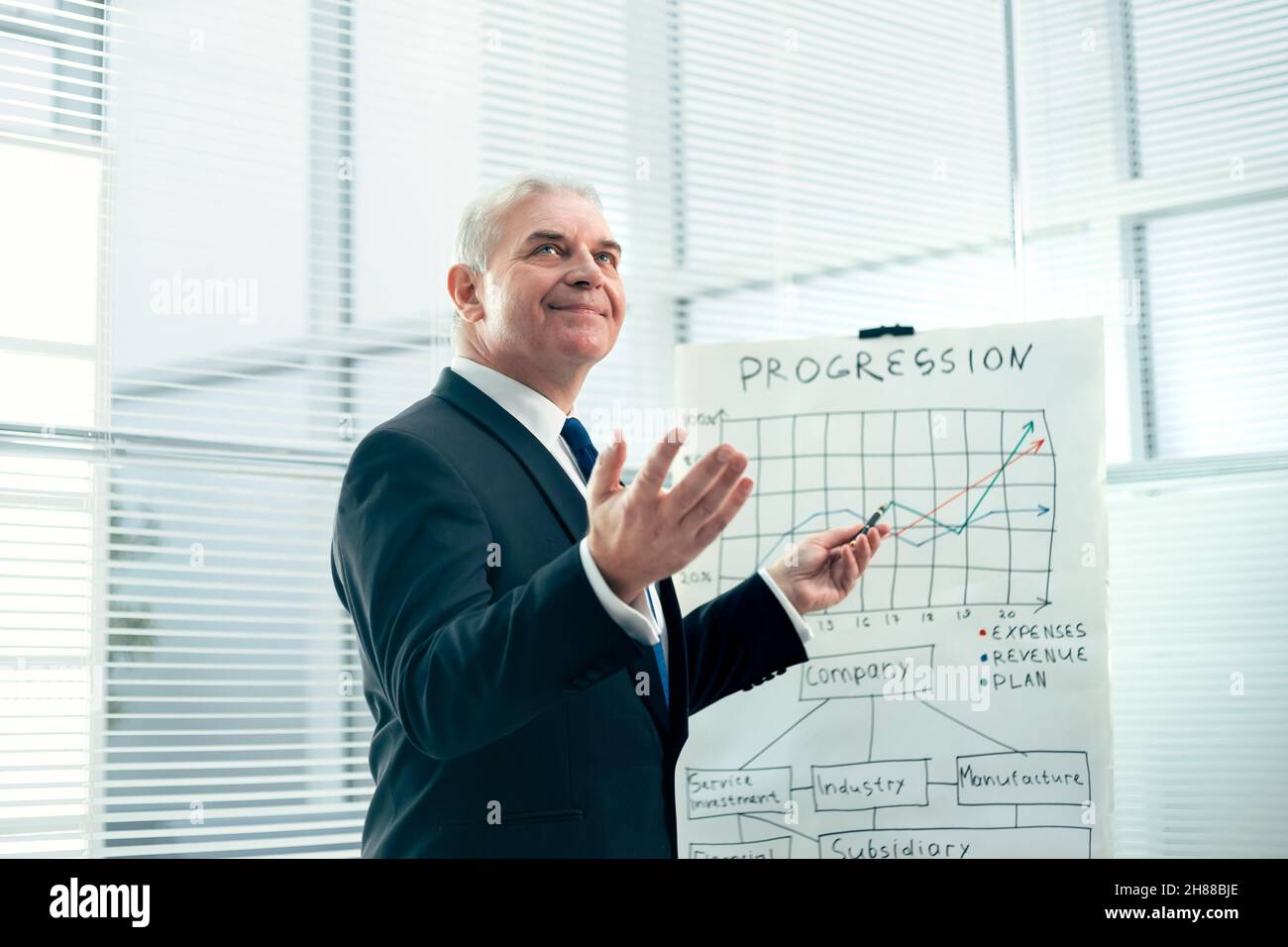 boss making a report on a business presentation Stock Photo - Alamy