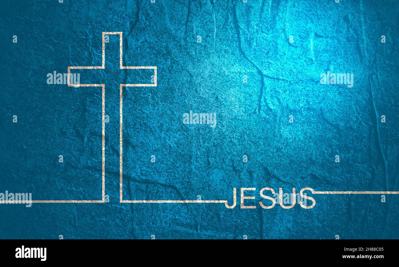 Christianity concept illustration. Cross and Jesus word Stock Photo - Alamy