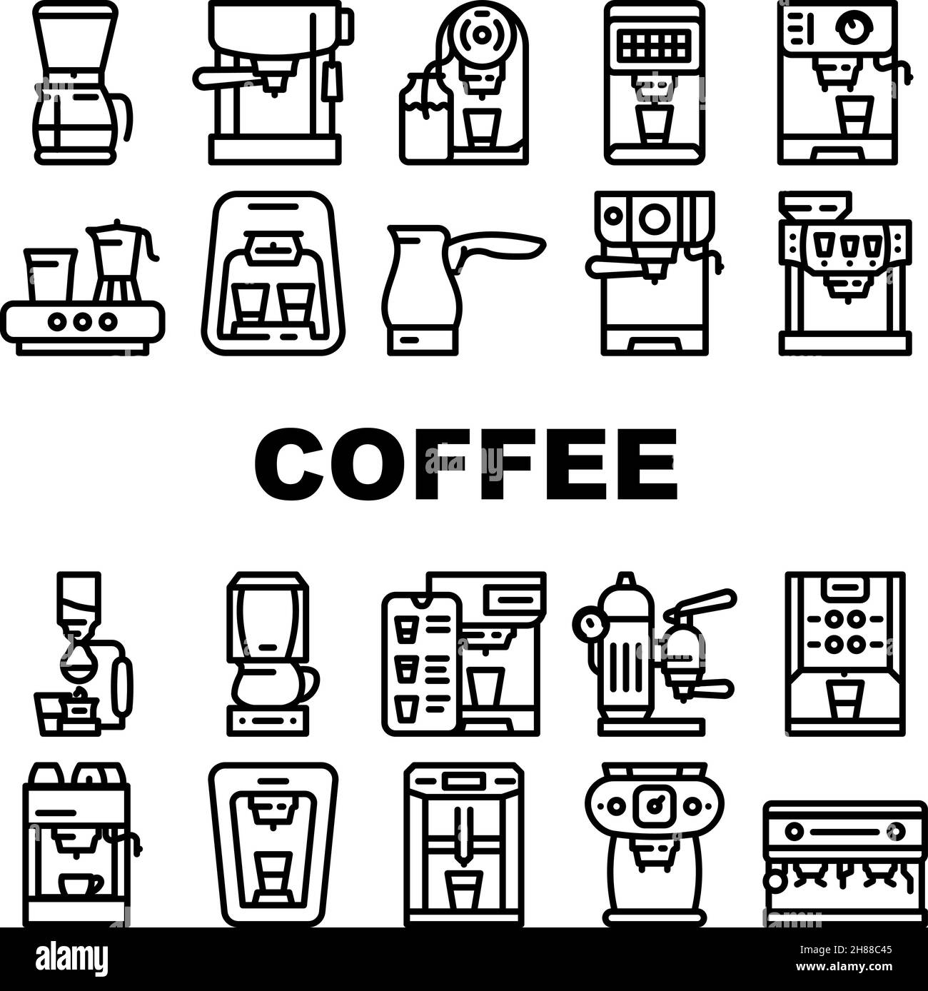 Coffee Machine Barista Equipment Icons Set Vector Stock Vector Image & Art - Alamy