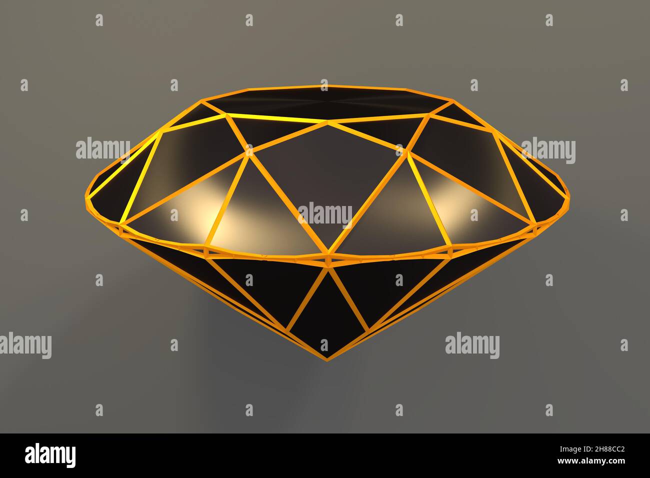 Diamond simple illustration. Wireframe model. Side view. 3D rendering ...