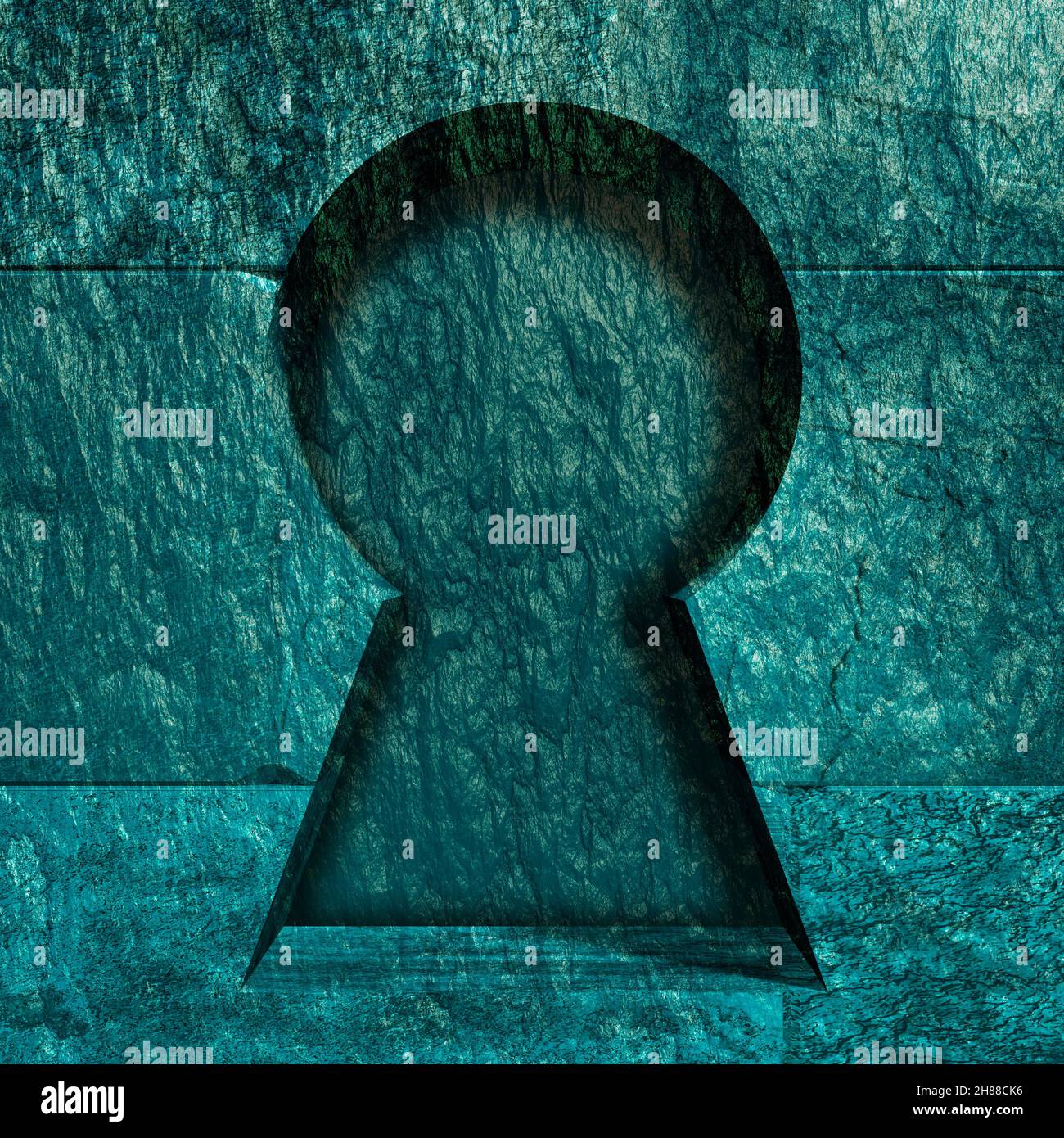 Key hole in the concrete blocks wall. 3D rendering Stock Photo - Alamy