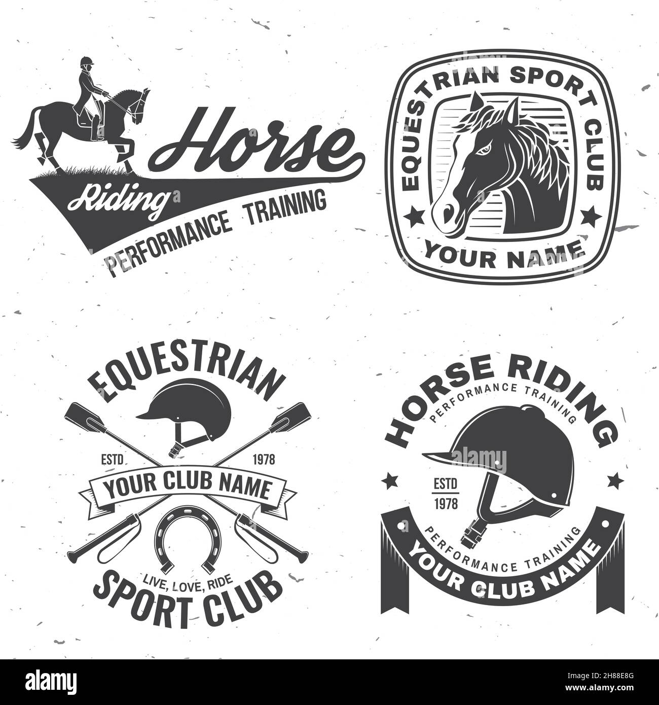 Set of Horse racing sport club badges, patches, emblem, logo. Vector ...