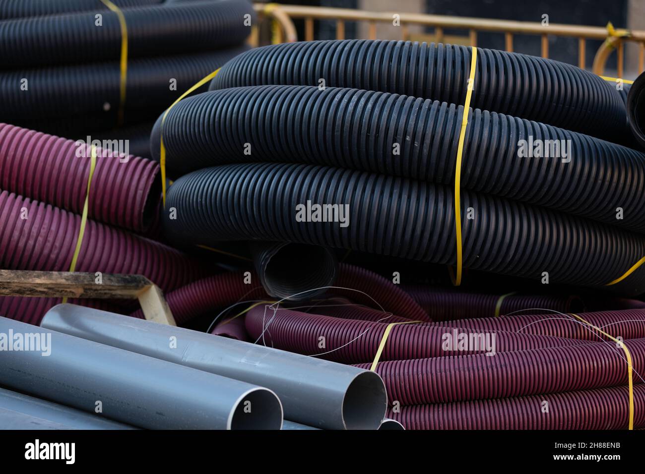 Picture of large diameter polypropylene pipes Stock Photo - Alamy