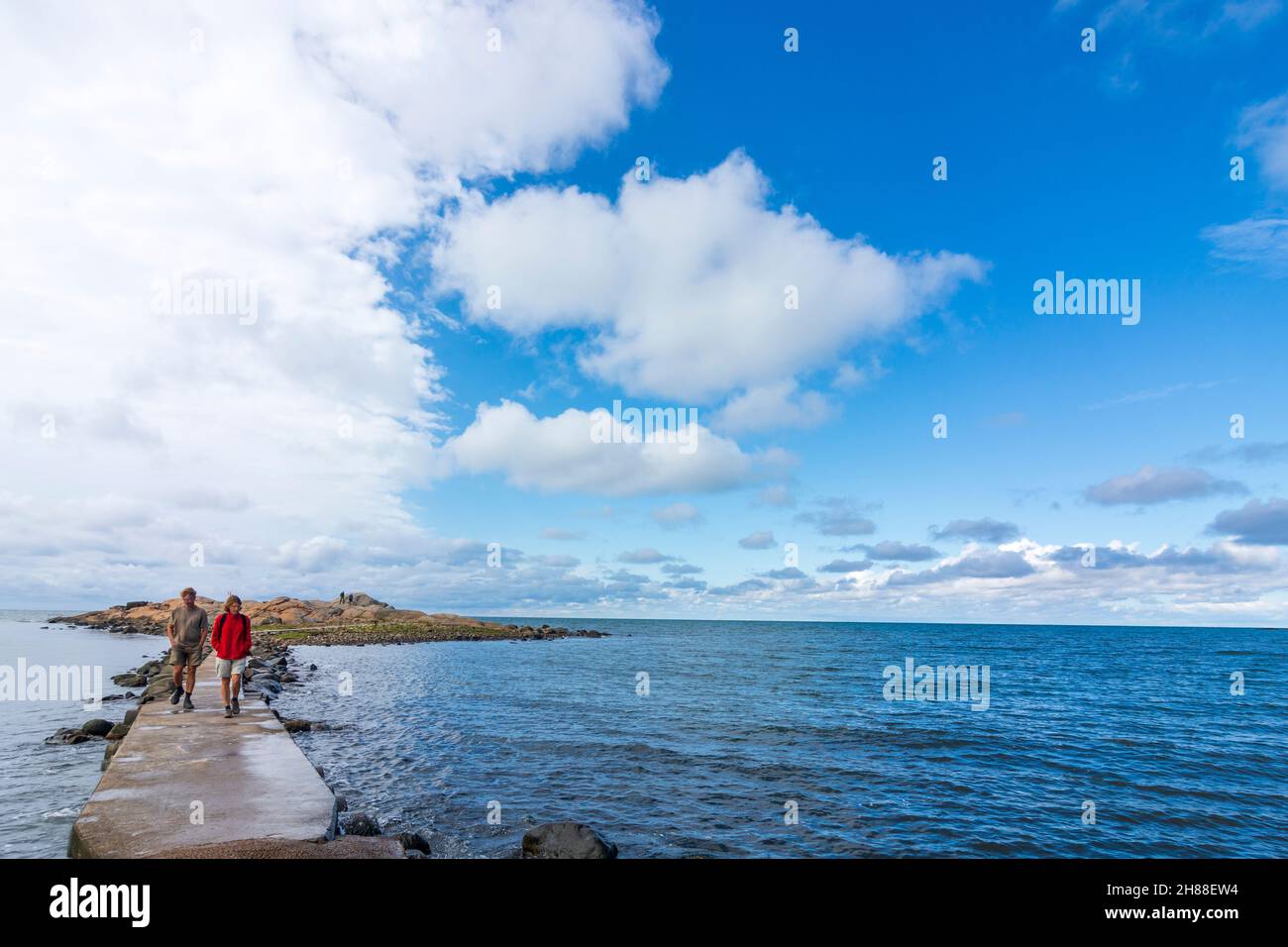 Halmstad: causeway to a rock island in Steningestrand, Kattegat sea ...