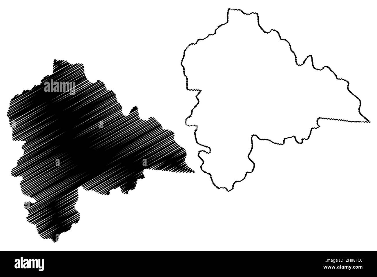 Yadadri Bhuvanagiri district (Telangana State, Republic of India) map ...