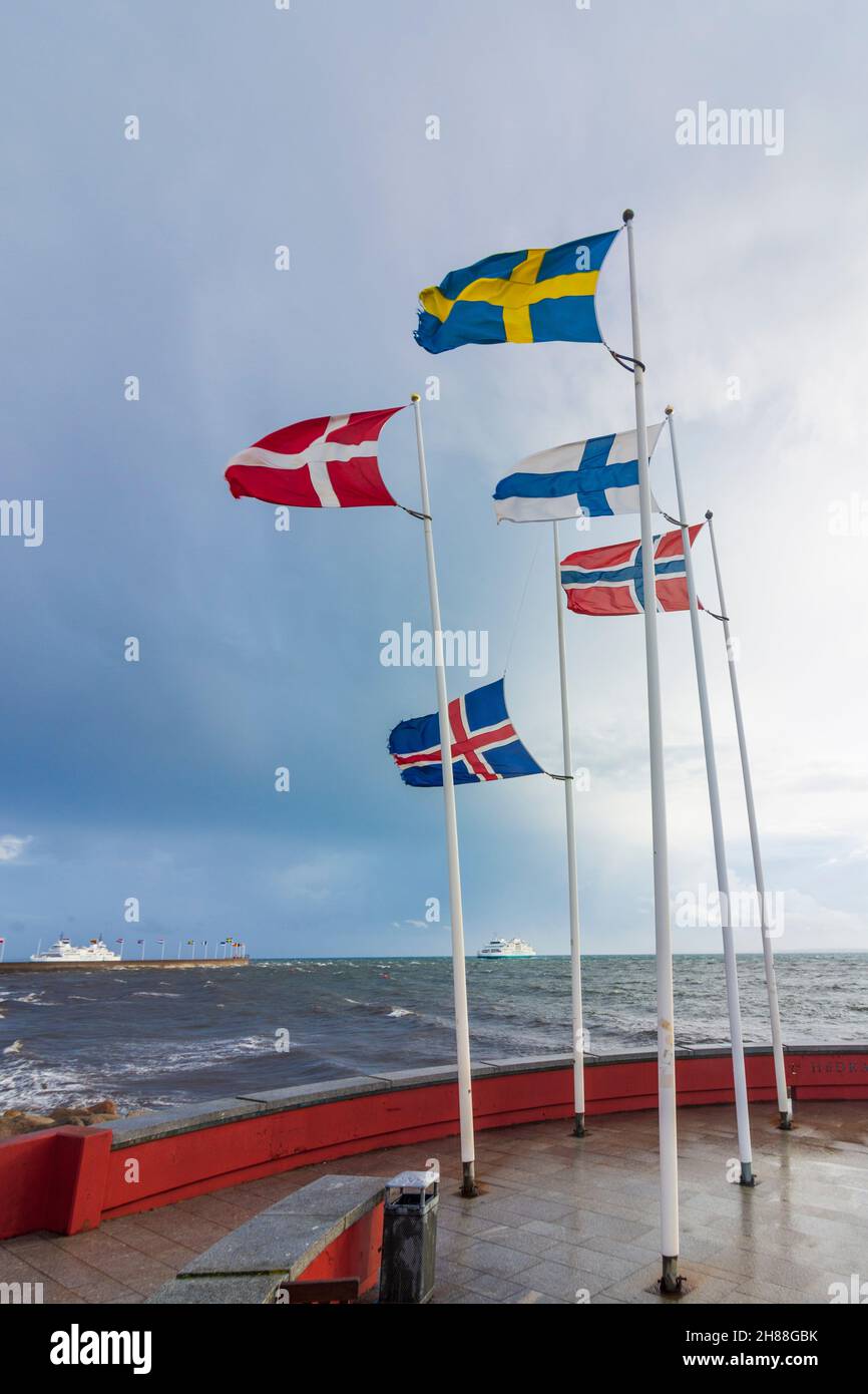 Helsingborg: flags of the nordic countries Iceland, Norway, Sweden ...
