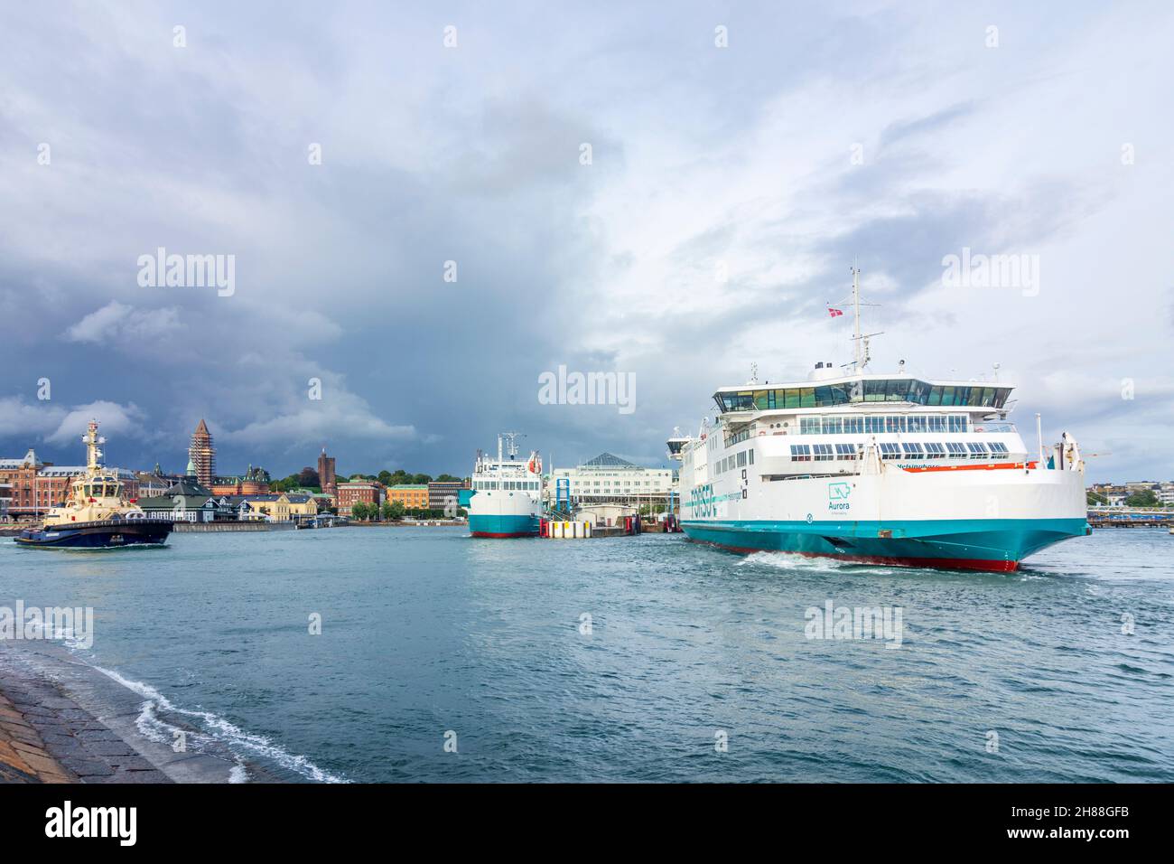 Helsingborg: Helsingborg harbor, ferries to Helsingör, strait Öresund ...