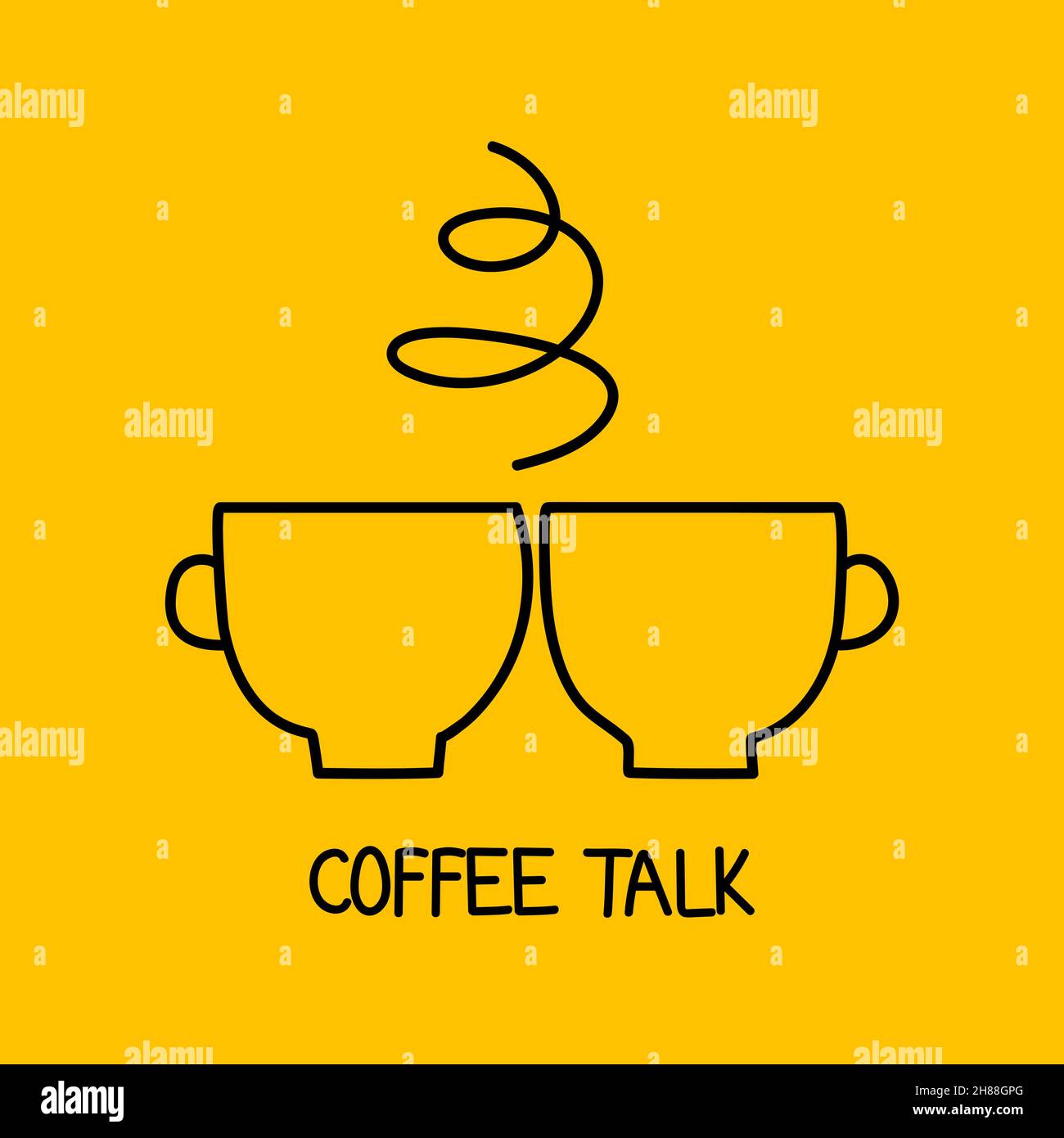 Coffee talk logo. Business meeting icon. Conversation over cup of tea ...