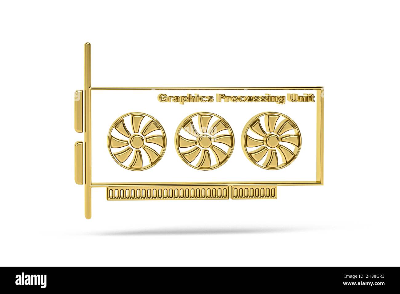 Golden 3d graphics card icon isolated on white background - 3d render ...