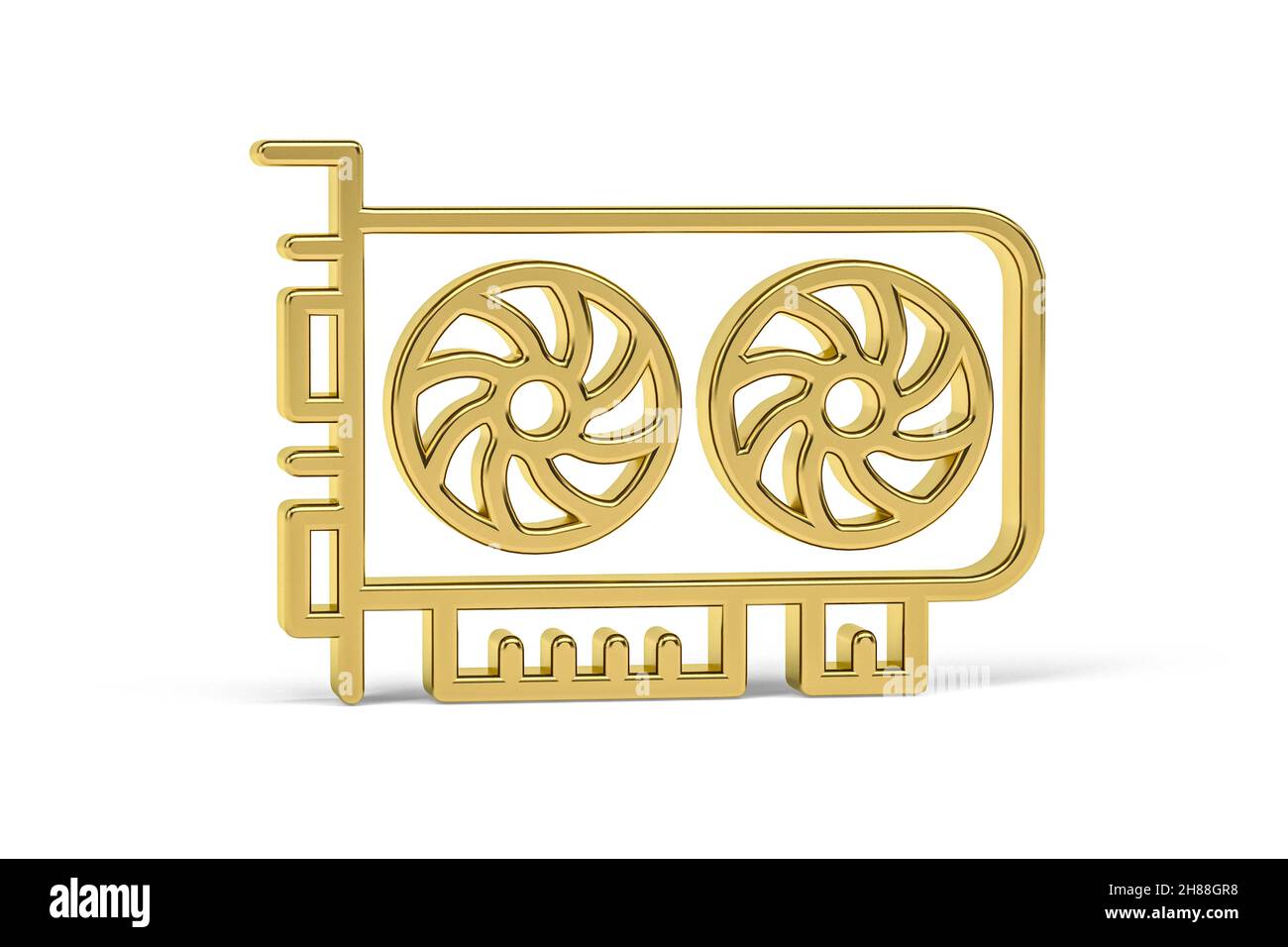 Golden 3d graphics card icon isolated on white background - 3d render ...