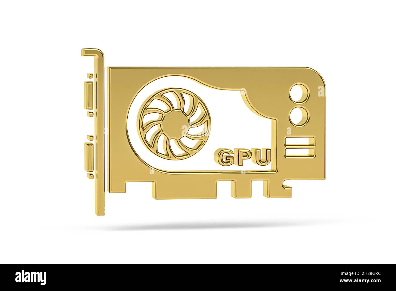 Golden 3d graphics card icon isolated on white background - 3d render ...
