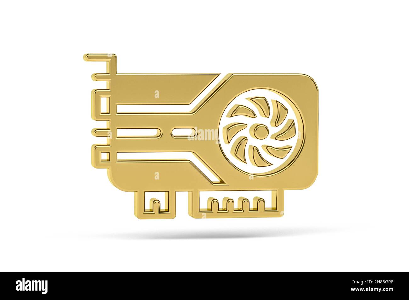 Golden 3d graphics card icon isolated on white background - 3d render ...