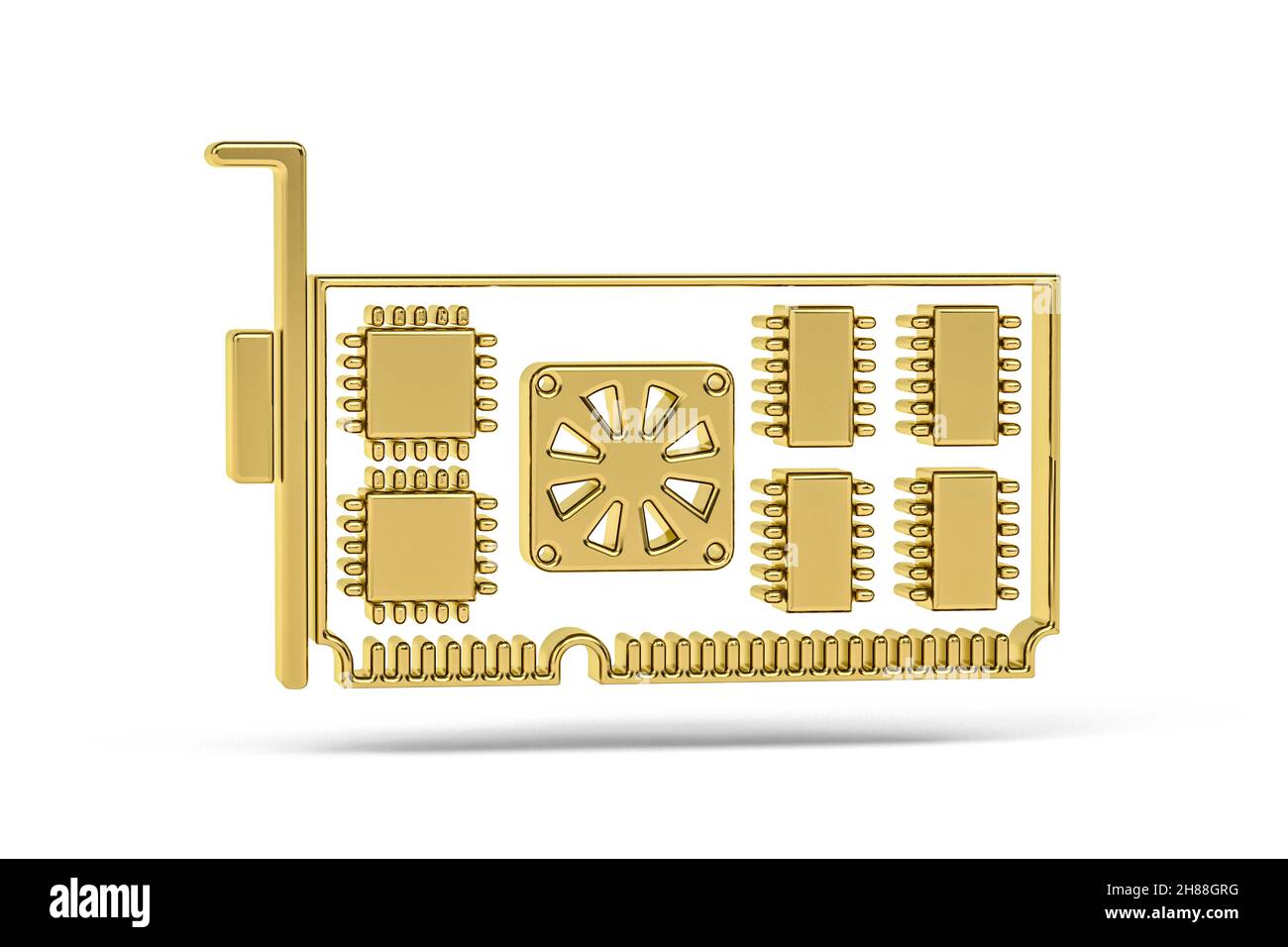 Golden 3d graphics card icon isolated on white background - 3d render ...