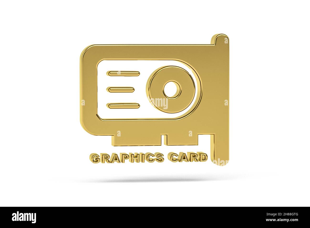 Golden 3d graphics card icon isolated on white background - 3d render ...
