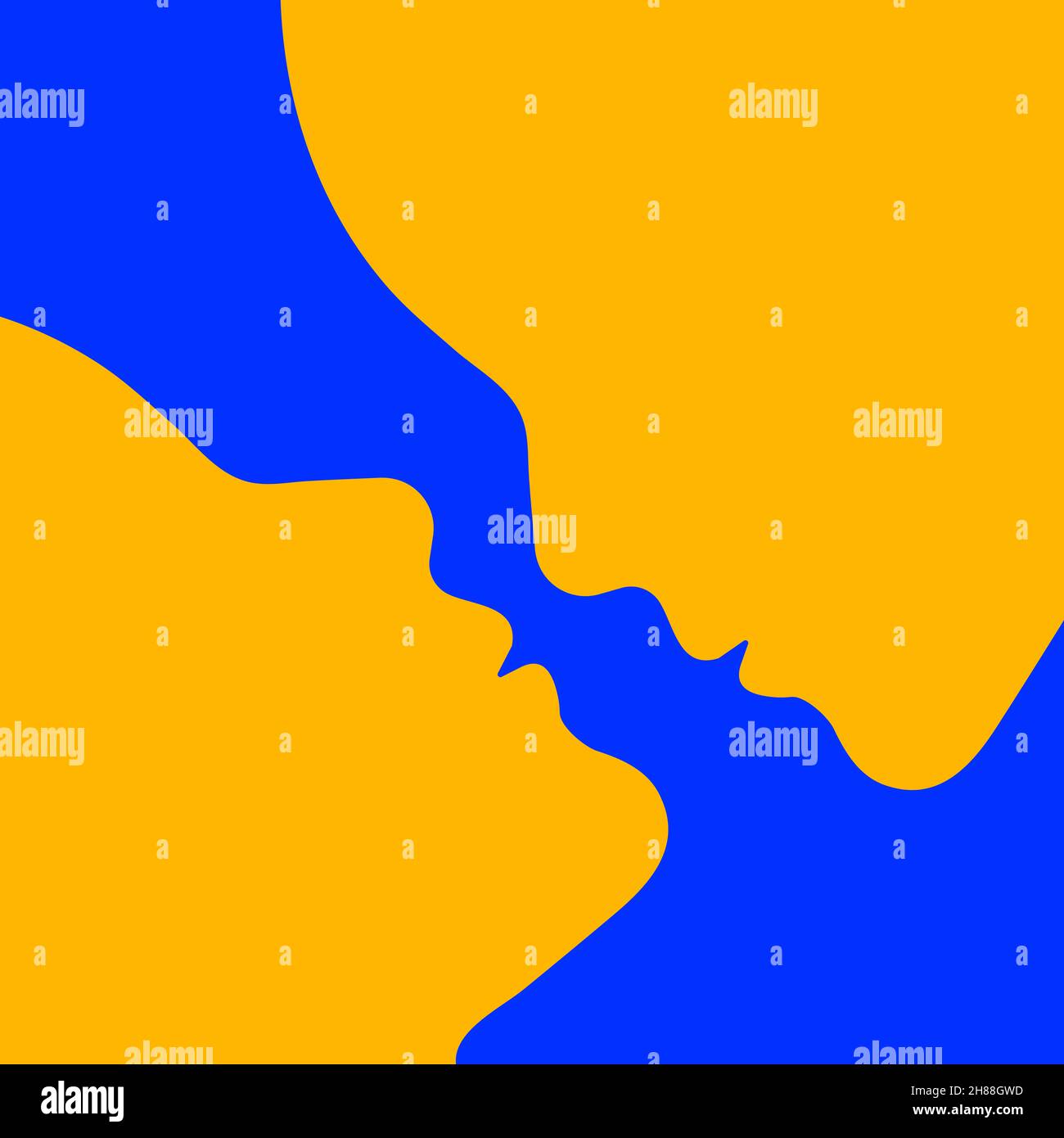 Abstract profiles of two people. Poster with silhouettes of girls ...