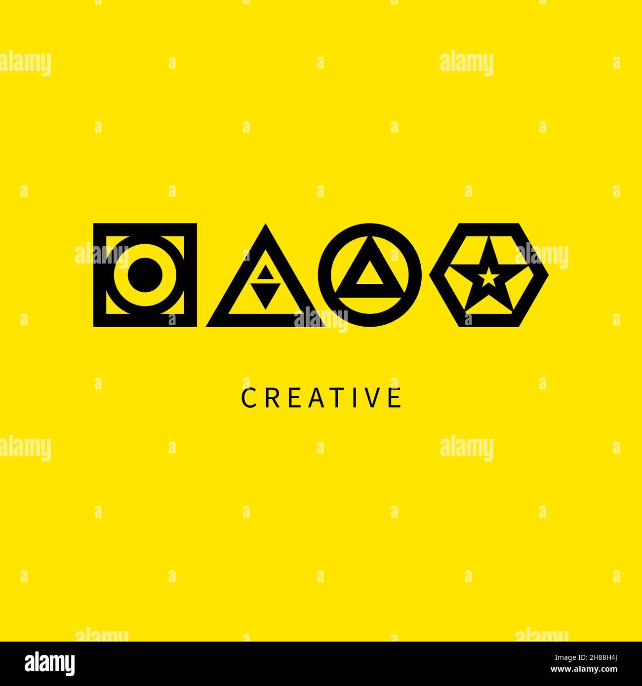 Unique logo made of geometric creative shapes. Creativity symbol, icon ...