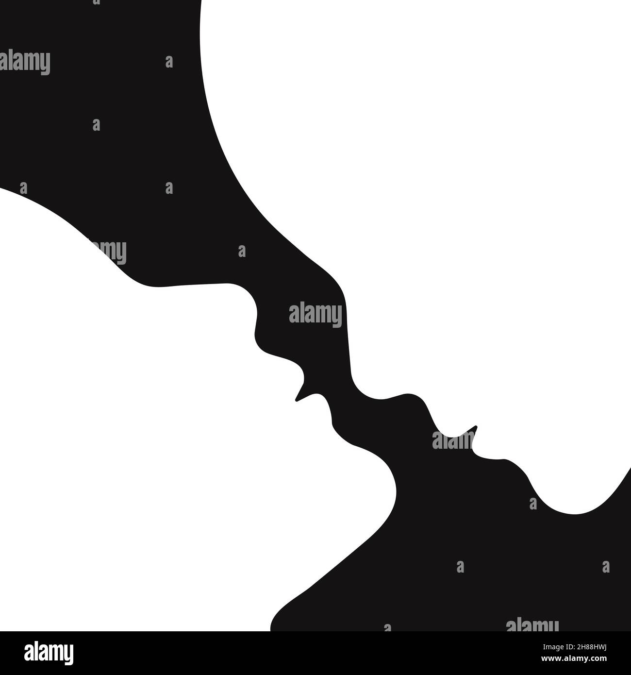 Abstract profiles of two people. Poster with silhouettes of girls ...