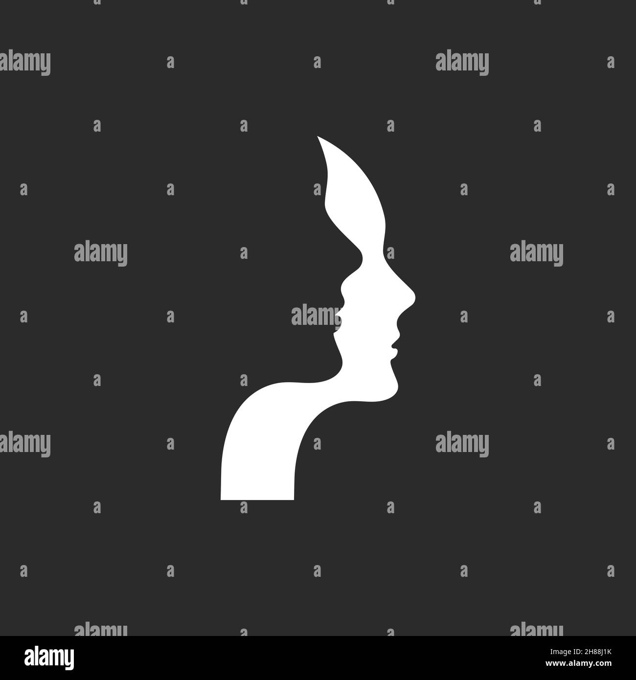 Two abstract human profiles. Symbol of therapy, coaching, psychology ...