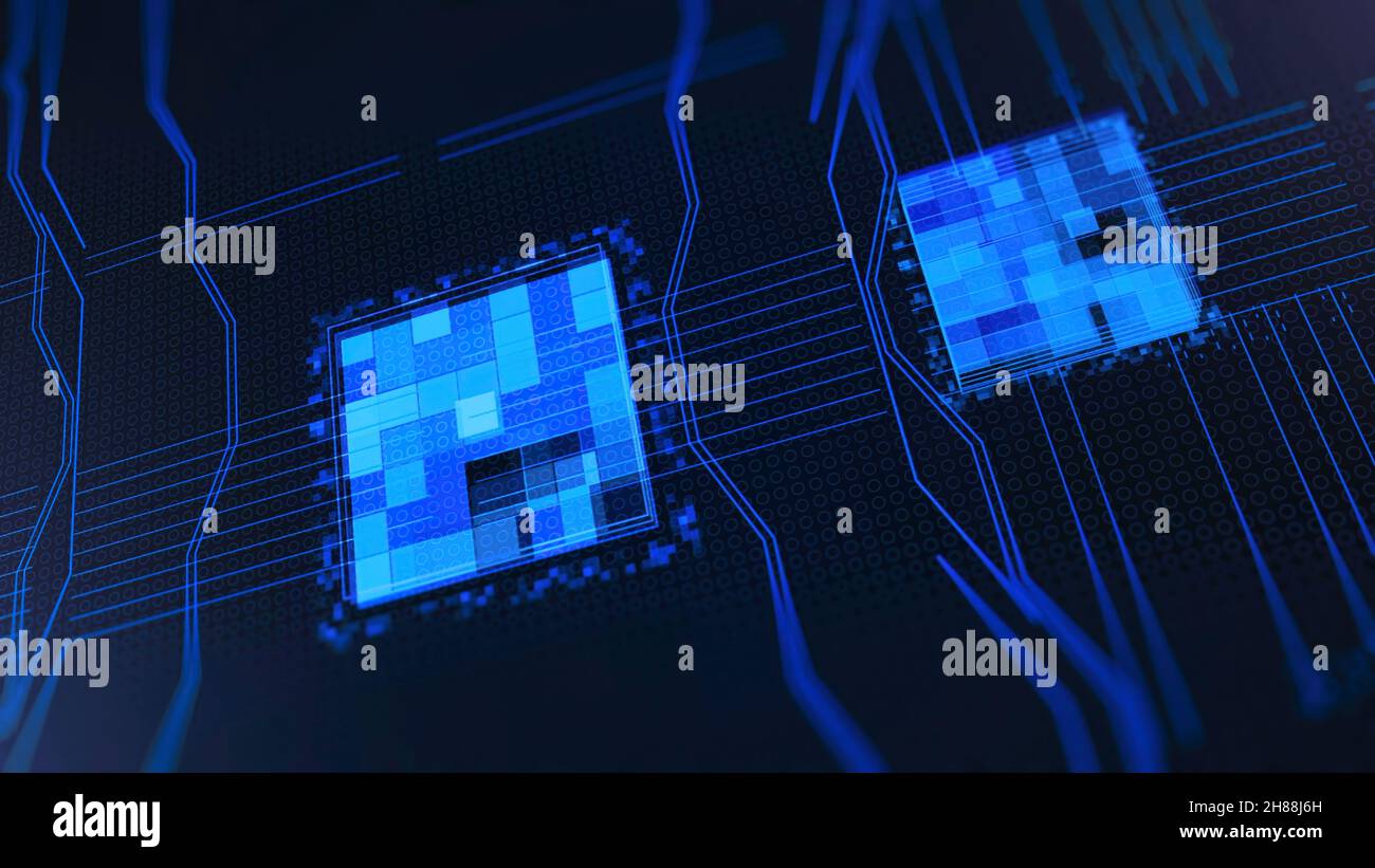 Processors CPU concept. Motherboard digital chip. Abstract animation of ...