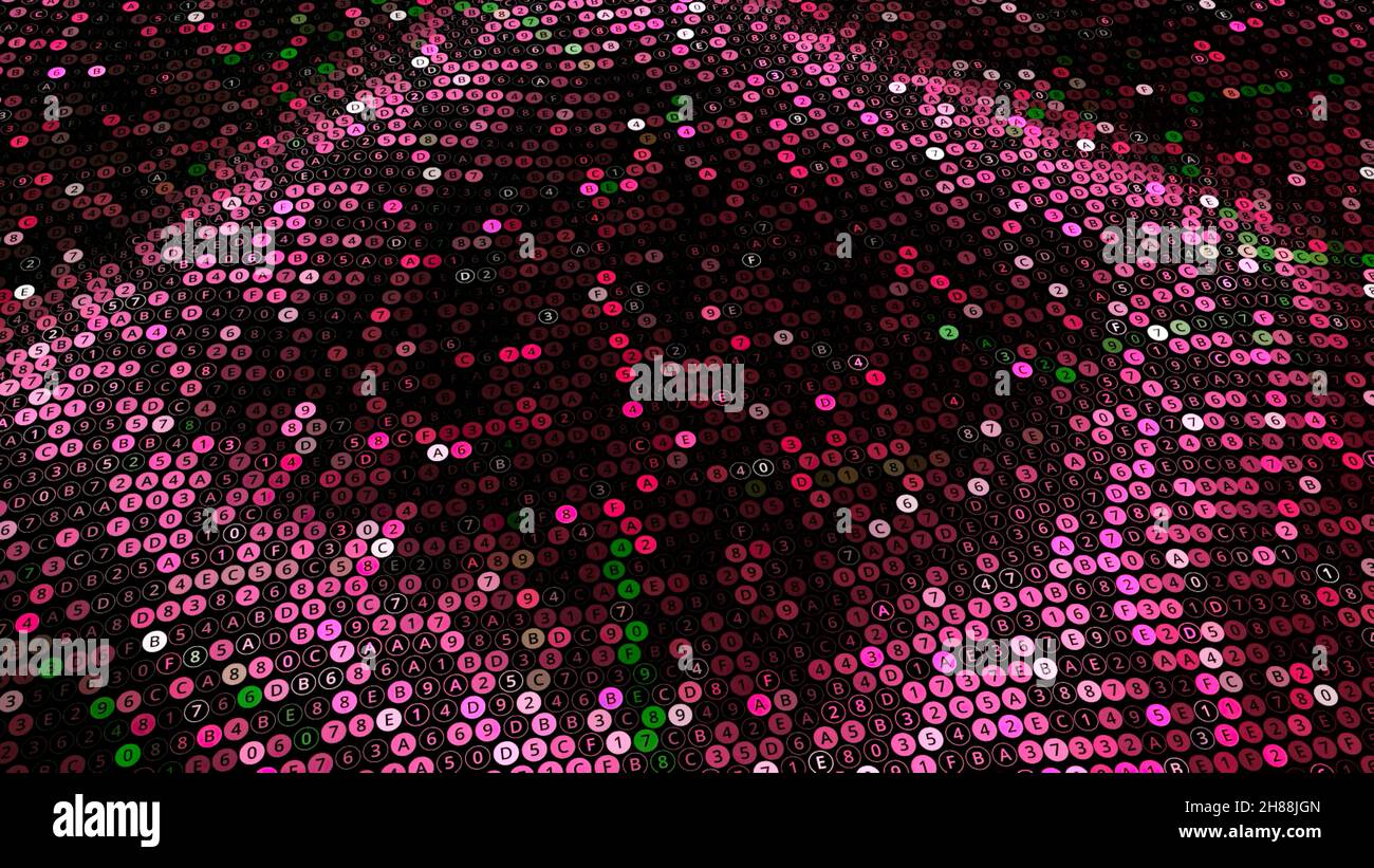 3D waves on cybernetic field. Animation. Live ripples on futuristic ...