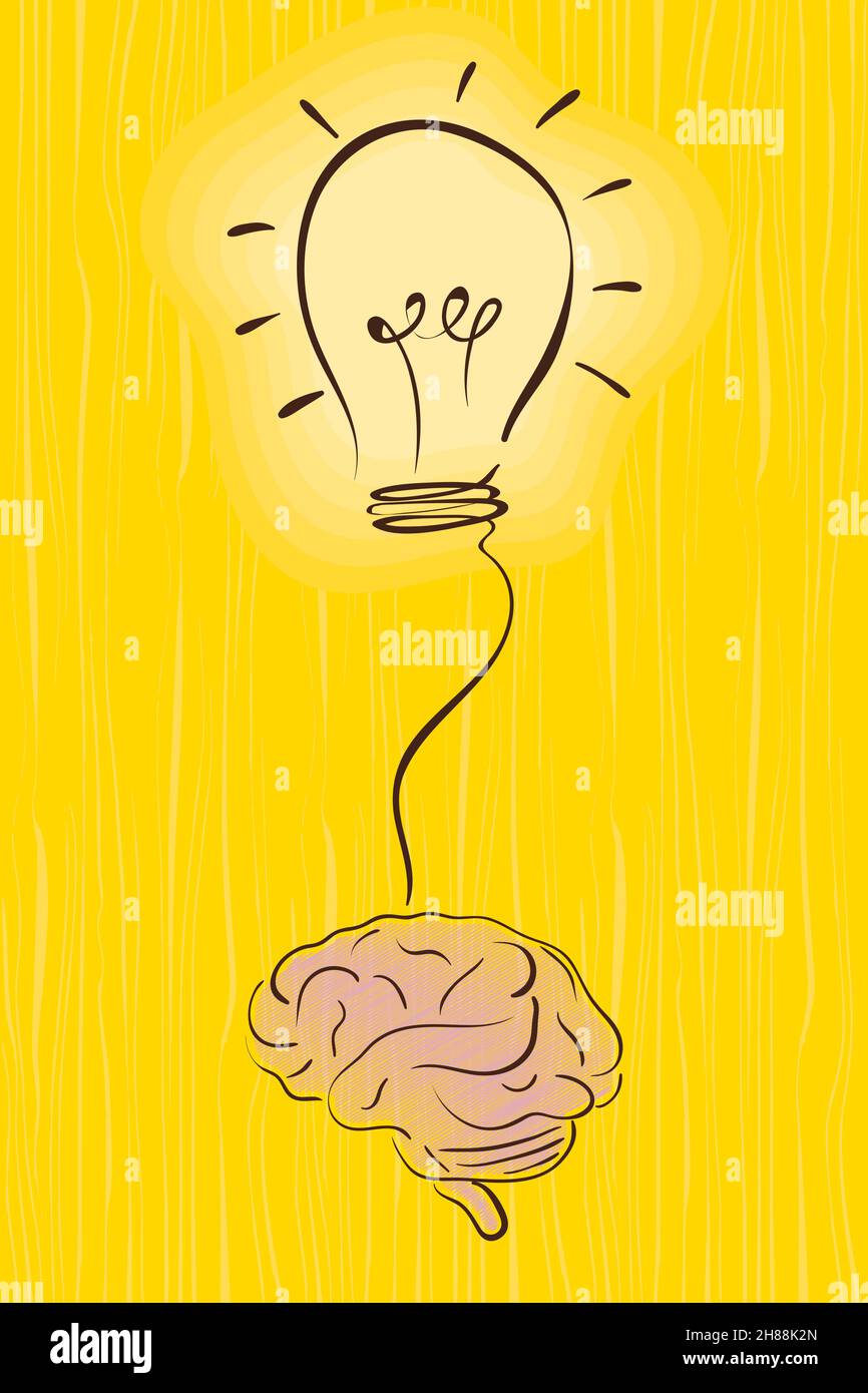 bulb connected brain doodle style Stock Vector Image & Art - Alamy