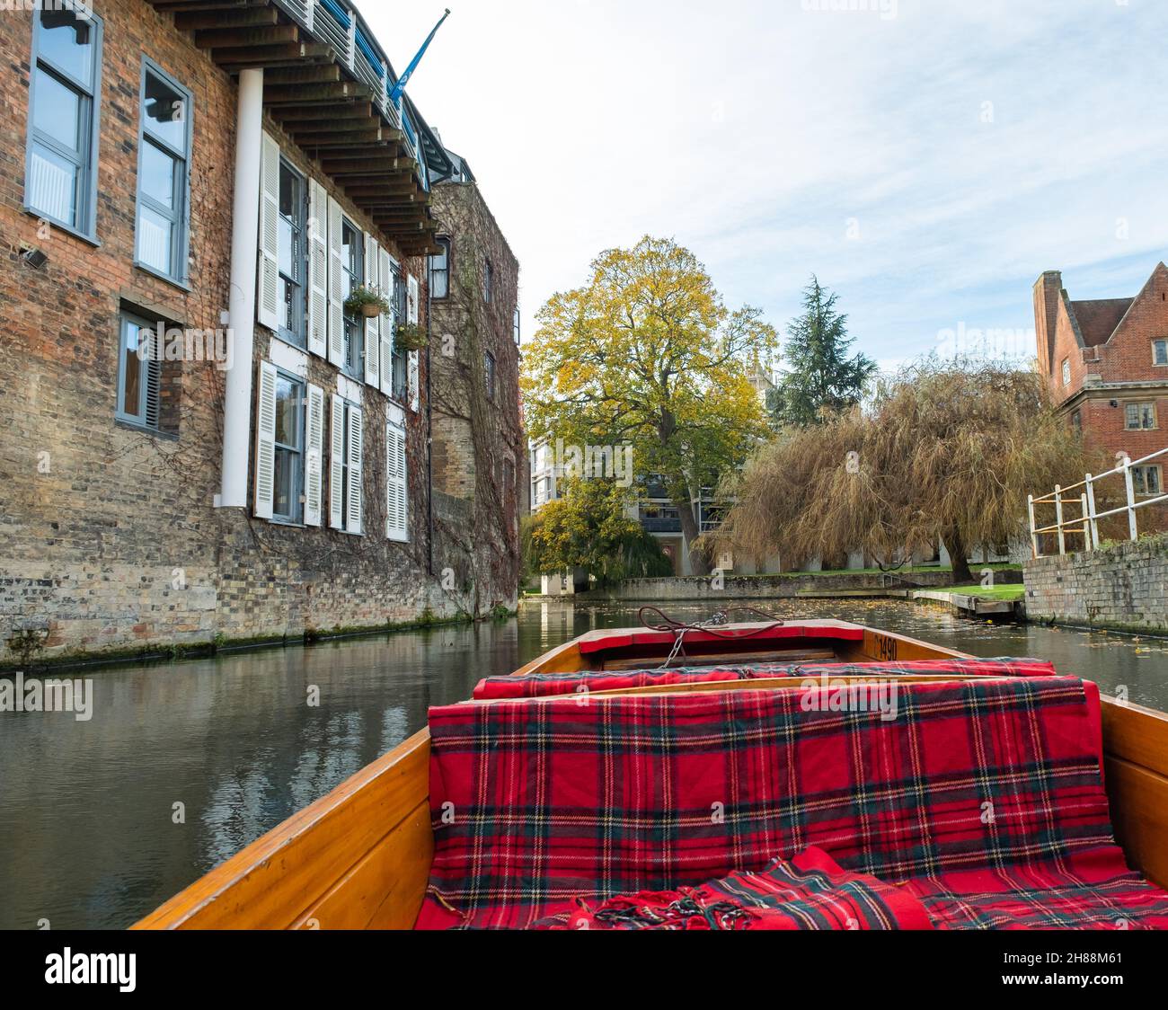 A punt tour down Cambridge Backs on the River Cam in the City of ...