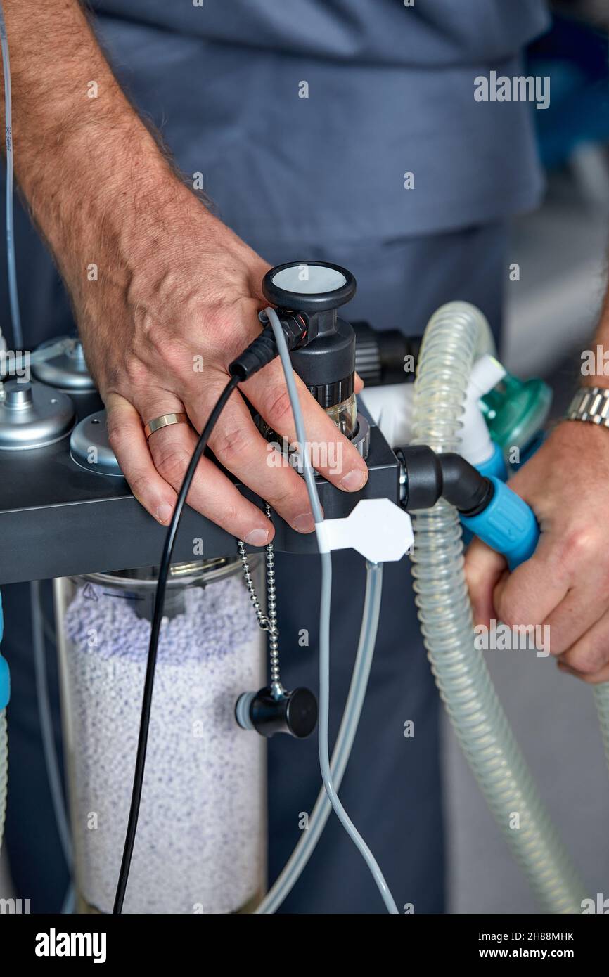 Medical Oxygen Concentrator is ready to use front of the emergency room ...