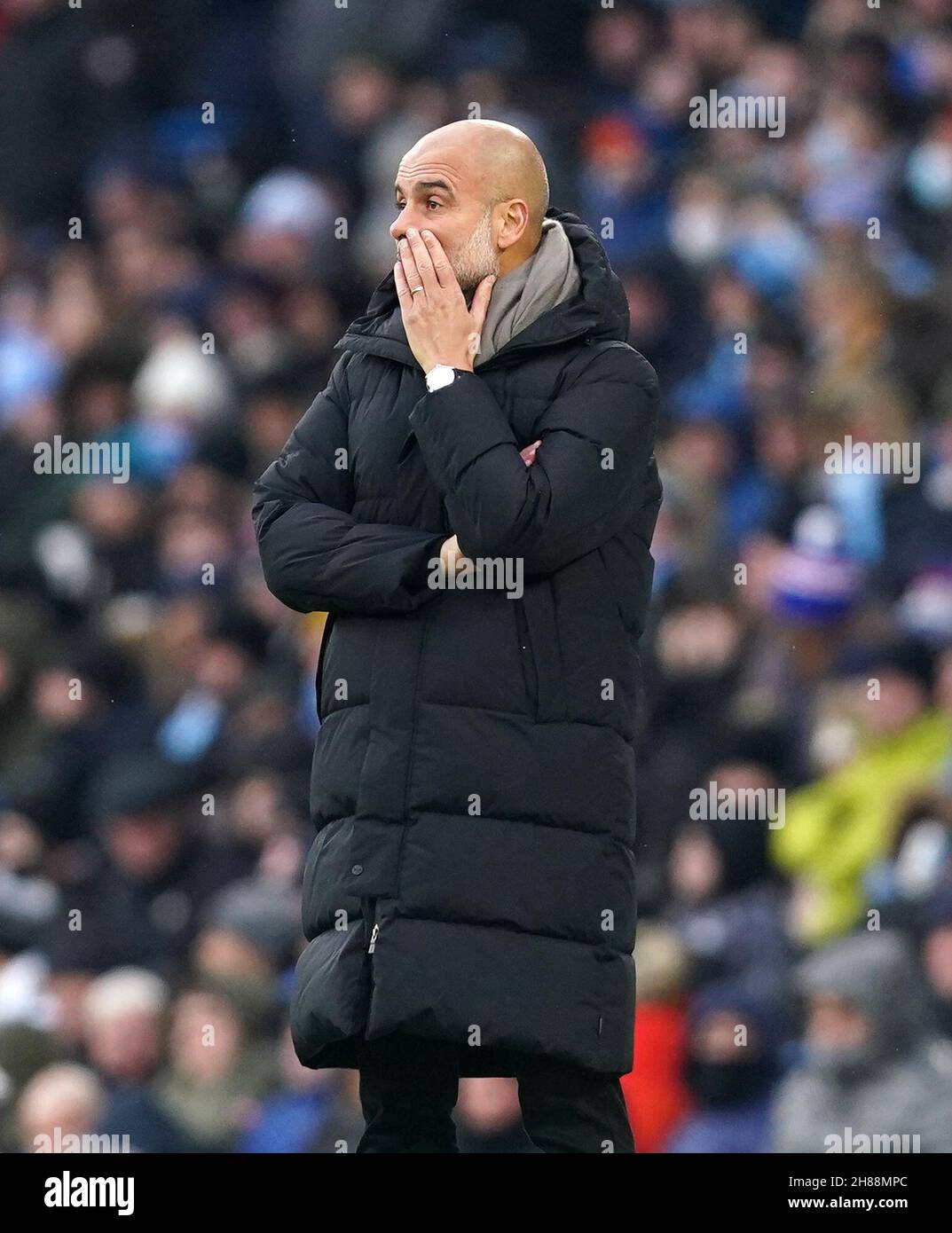 Manchester City manager Pep Guardiola on the touchline during the ...