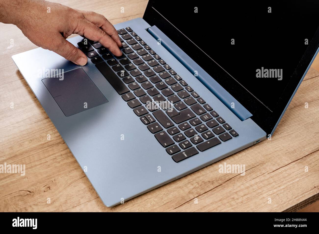 The Hands of a man working with his laptop. Technology concept ...