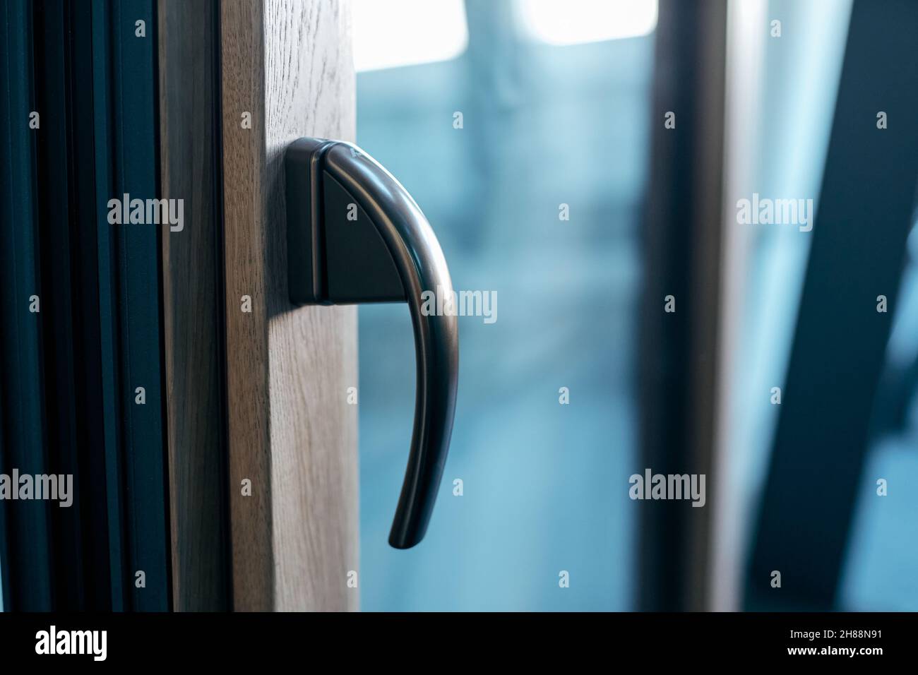 close-up. metal handle on the window frame Stock Photo - Alamy