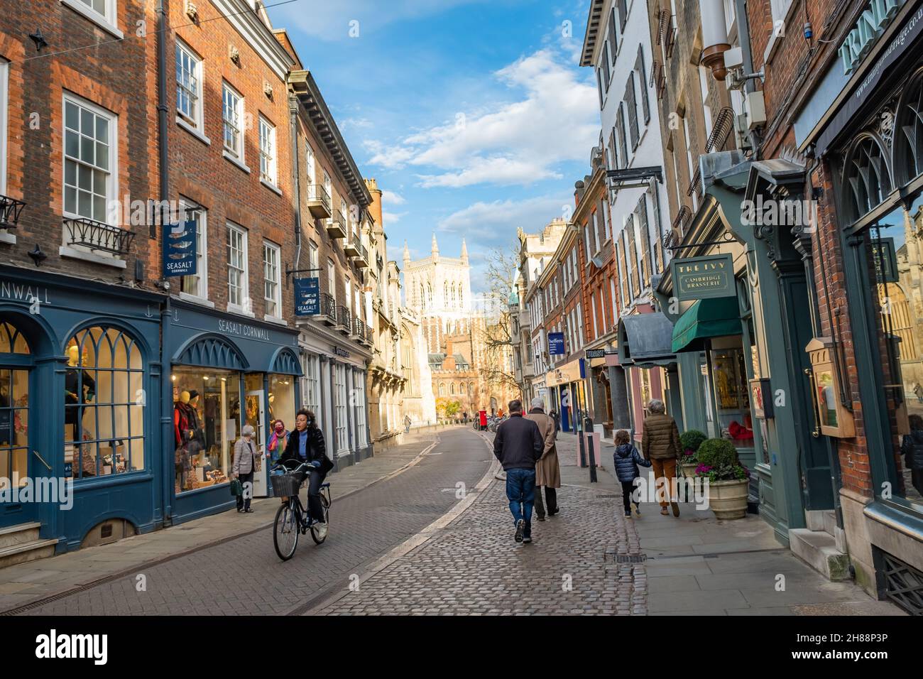 The historic city of Cambridge, Cambridgeshire captured on a bright and ...