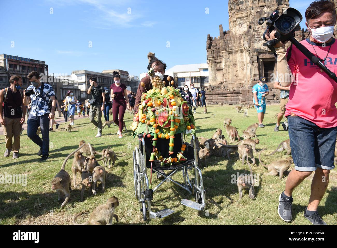 Thailand - November 28, 2021 The 33rd Monkey Buffet Festival 2021 at ...