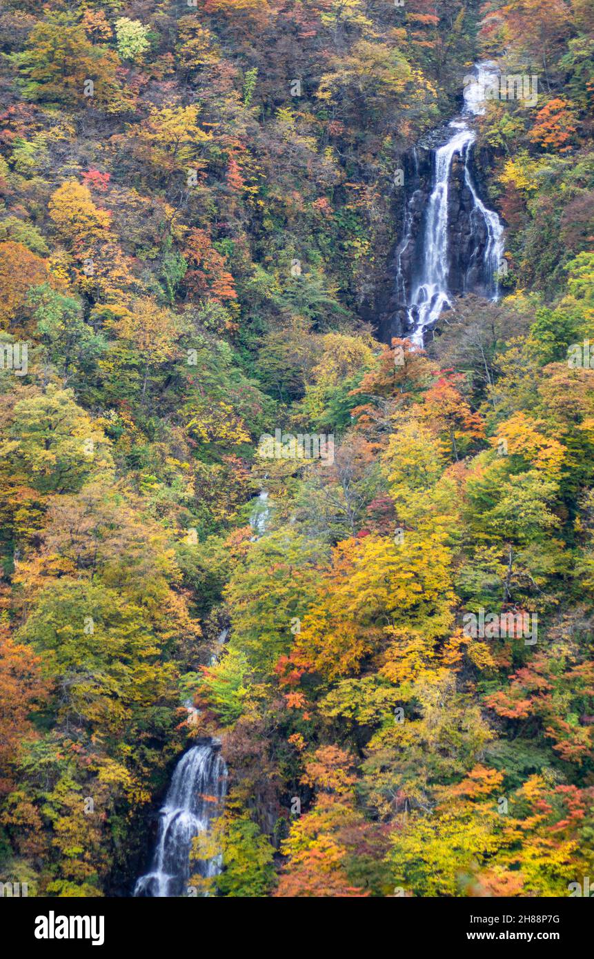 Sankai Waterfall seen from Taki Midai Viewing Point on the Zao Eco Line ...