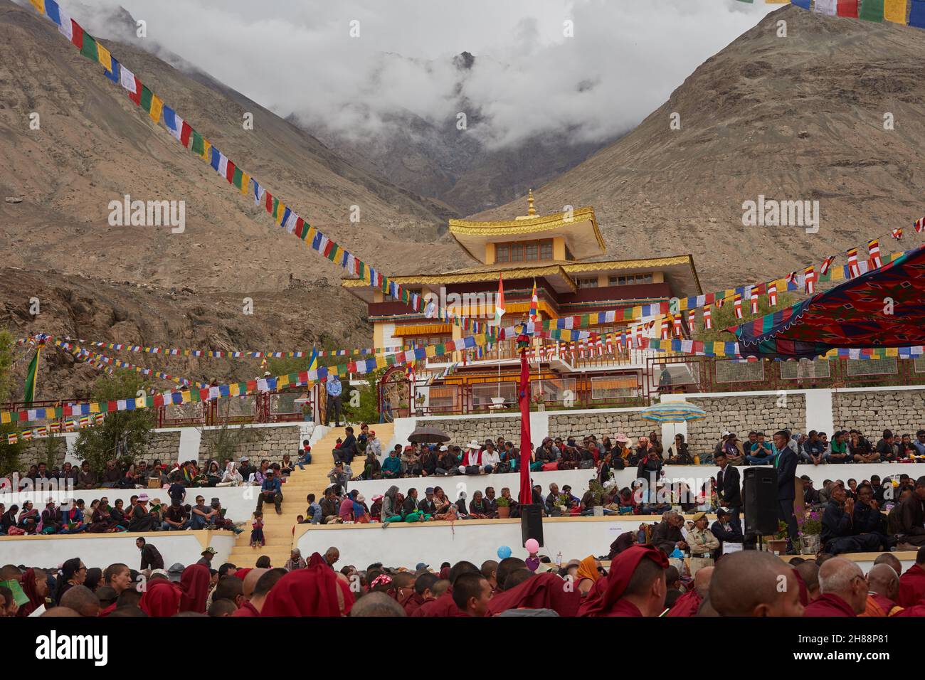 Disket, Nubra Valley.India.13 July 2017. His Holiness the 14 Dalai Lama ...