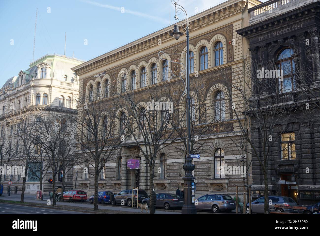 three buildings on avenue Stock Photo - Alamy