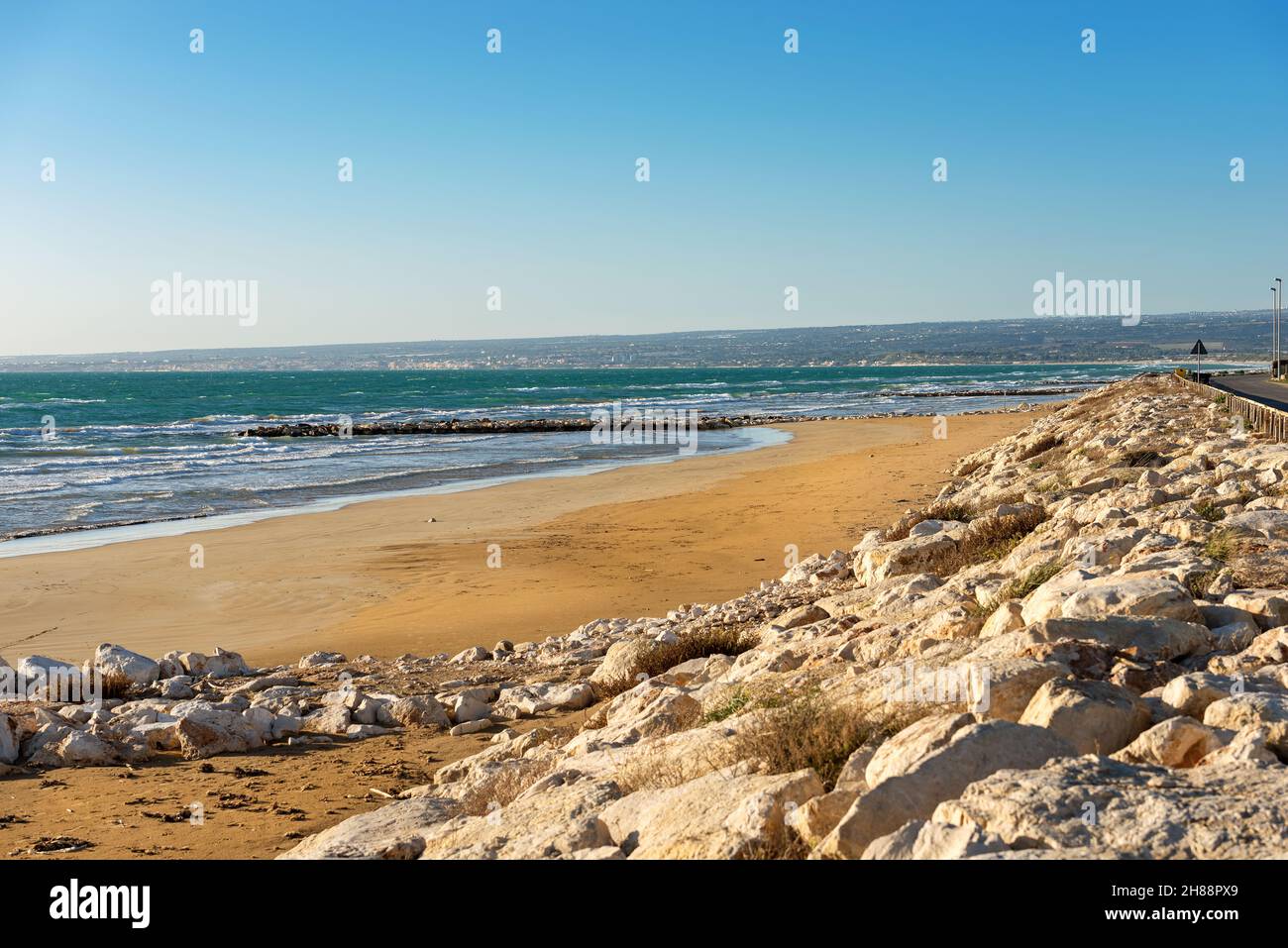 Coastline and beaches of southern Sicily in the province of Ragusa ...